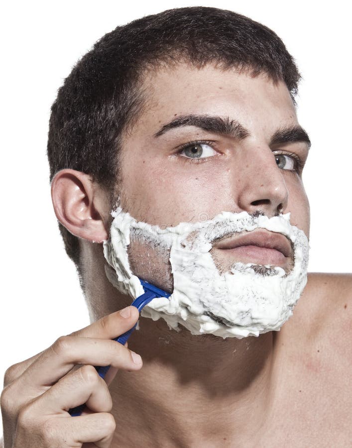 Young man shaving stock image. Image of grooming, ethnicity - 10870969