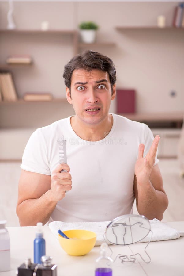 Young Man Shaving Face at Home Stock Image - Image of attractive ...