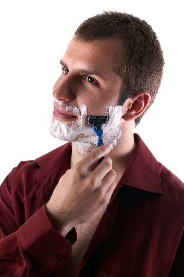Young Man Shaving His Beard Stock Photo - Image of caucasian, body: 5282504