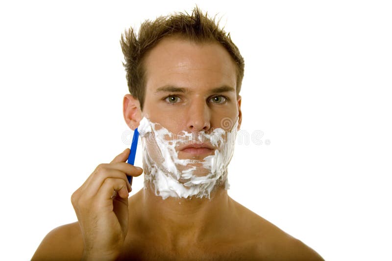 Young Man Shaving His Beard Stock Photo - Image of hair, handsome: 5942368