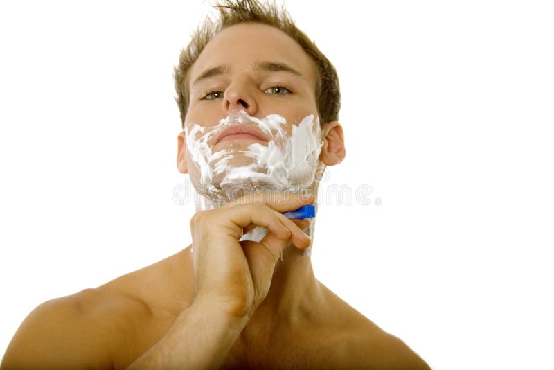 Young Man Shaving His Beard Stock Photo - Image of hair, handsome: 6028864