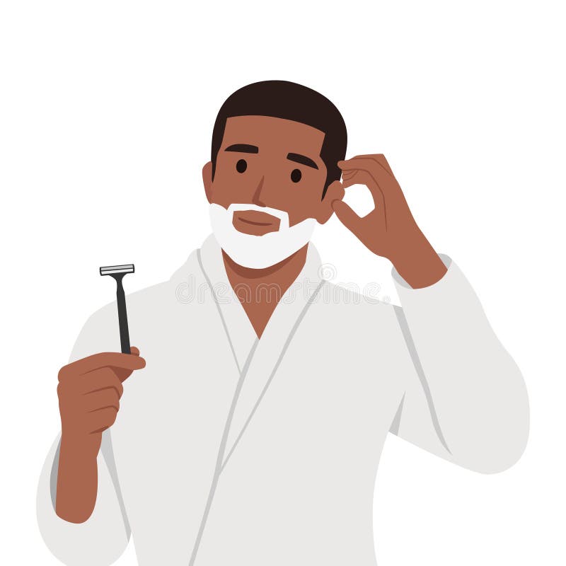 Young Man Shaving His Beard Over Isolated Background Having Doubts ...
