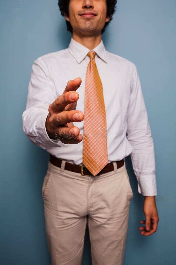 Young Man in Shirt and Tie Offering Handshake Stock Image - Image of ...