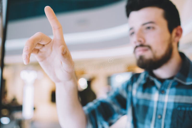 Young Man in the Shopping Mall Stock Image - Image of concentrated ...