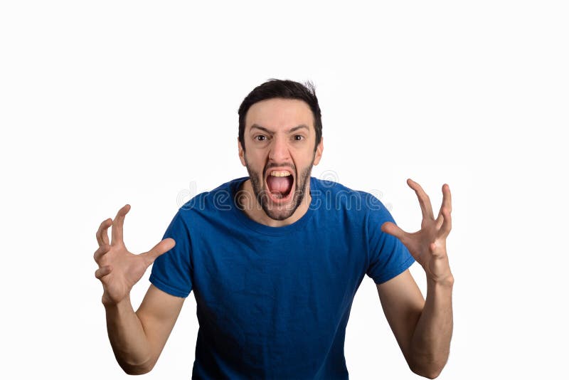 Young Man Shouting and Screaming Stock Photo - Image of caucasian, face ...