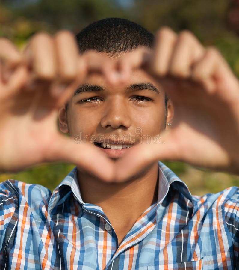 Young man show love sign stock photo. Image of male, leisure - 52479388