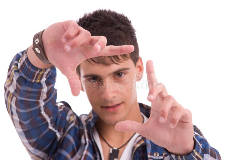 Young Man Showing Framing Hand Gesture Stock Photo - Image of confident ...