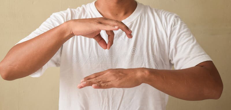 Young Man Showing Sign Language with Hand Gestures Speaking Body ...