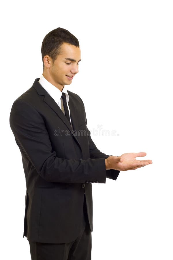 Young Man Showing Something Stock Photo - Image of presesnting, body ...