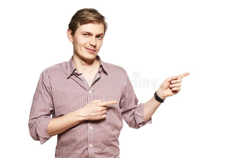 Young Man is Showing Something Stock Image - Image of 2025, background ...