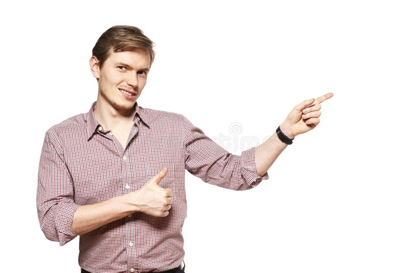 Young Man is Showing Something Stock Photo - Image of business, indoors ...