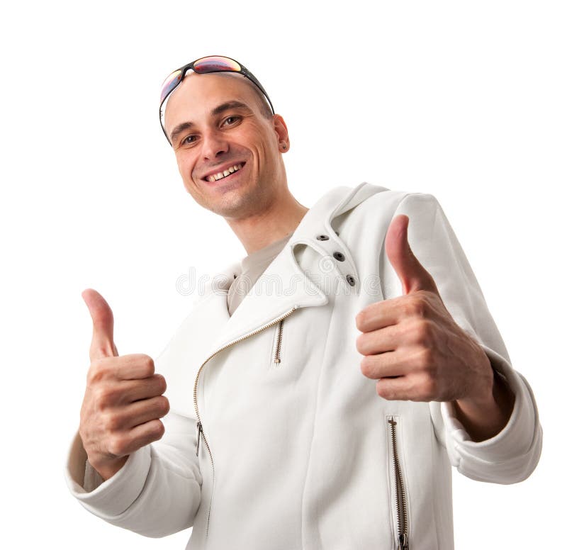 Man showing his thumb up stock photo. Image of studio - 17565150