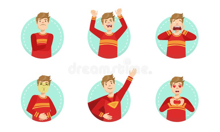 Different Emotion Set Young Male Stock Illustrations 3 500 Different
