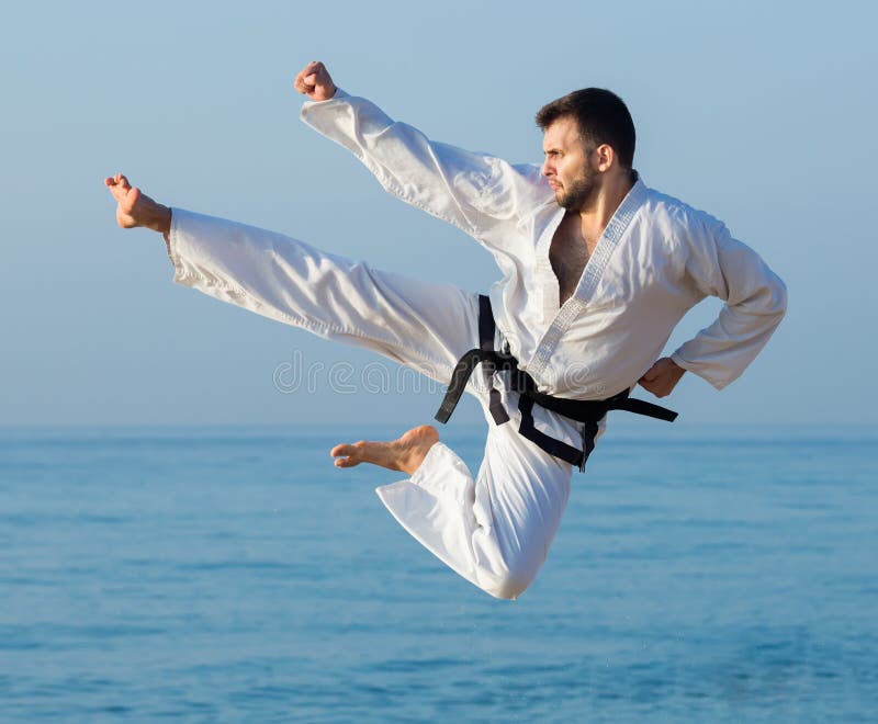 Young Man Shows His Skills in Karate Stock Photo - Image of exercise ...
