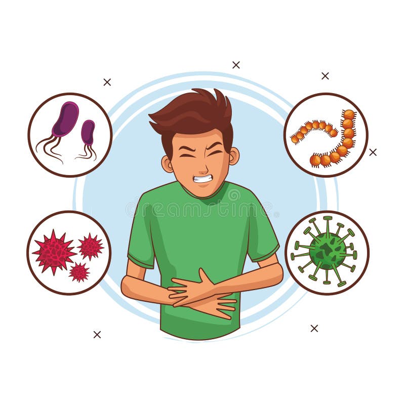 Young man sick cartoon stock vector. Illustration of influenza - 136913957