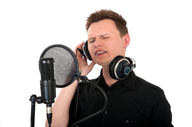Young man singing stock image. Image of isolated, solo - 16549163