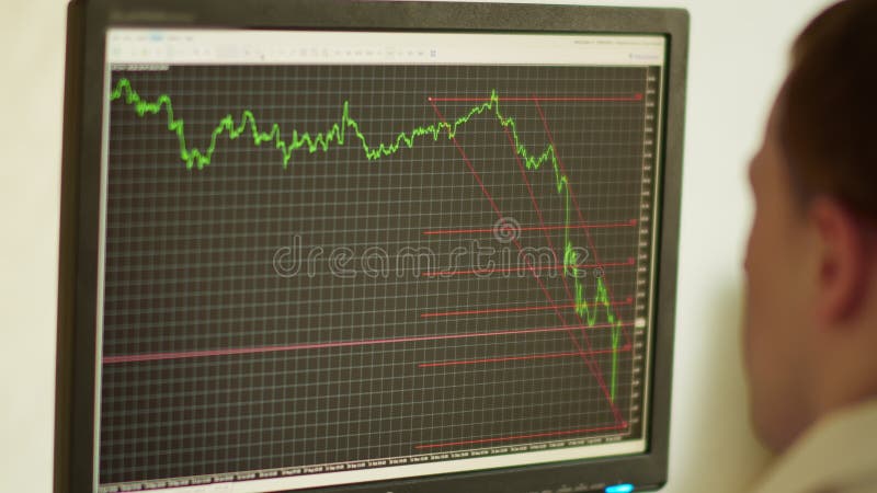 Man Sitting Behind a Computer Monitor, Stock Trading, Charting ... Man Sitting Behind a Computer Monitor, Stock Trading, Charting ...