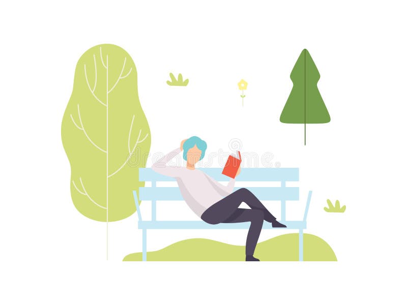 Man Reading Book Park Stock Illustrations 762 Man Reading Book Park
