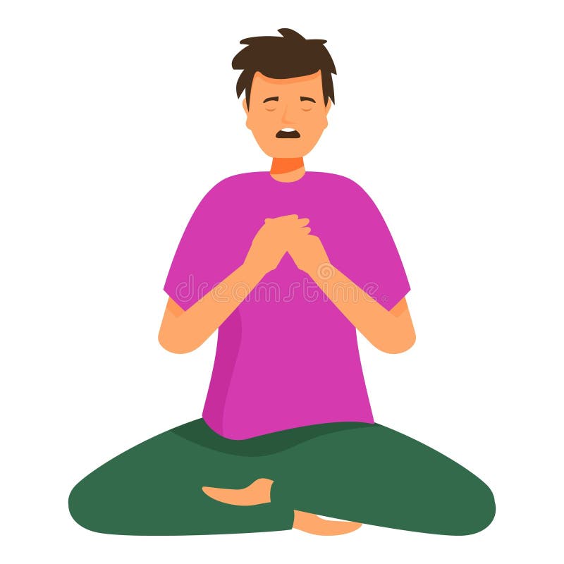 Young Man Practicing Deep Breathing Exercise in Lotus Position Stock ...