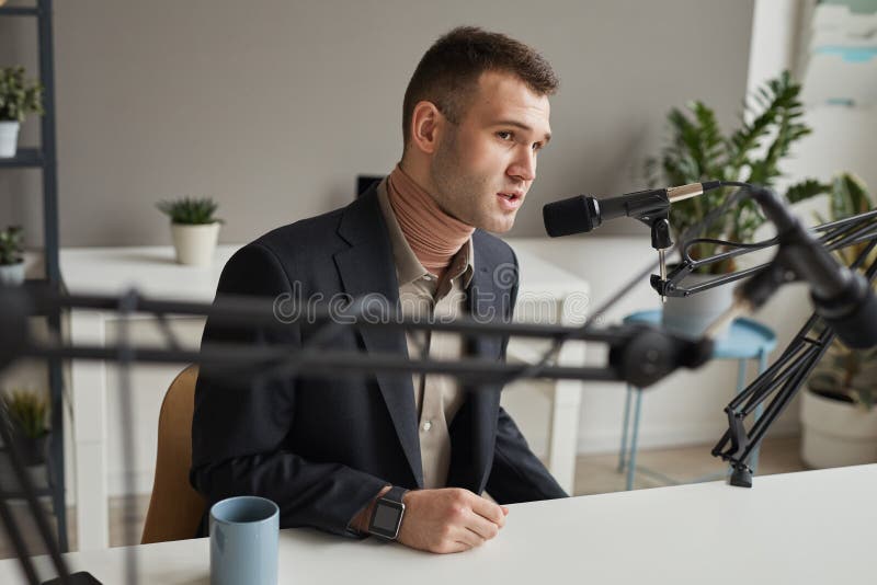 Man giving an interview stock image. Image of portrait - 201880569