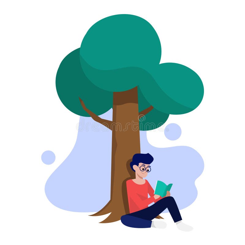 Man Sitting Under Tree Book Stock Illustrations 57 Man Sitting Under
