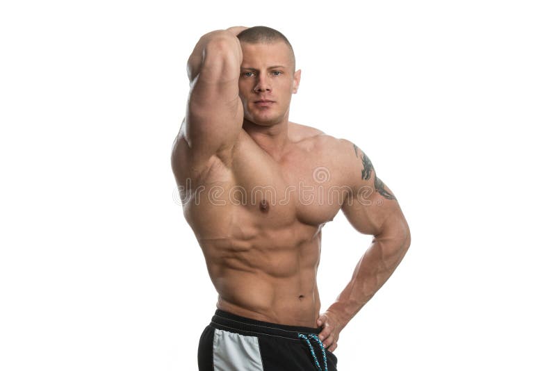 Young Man with Six Pack Over White Background Stock Photo - Image of ...