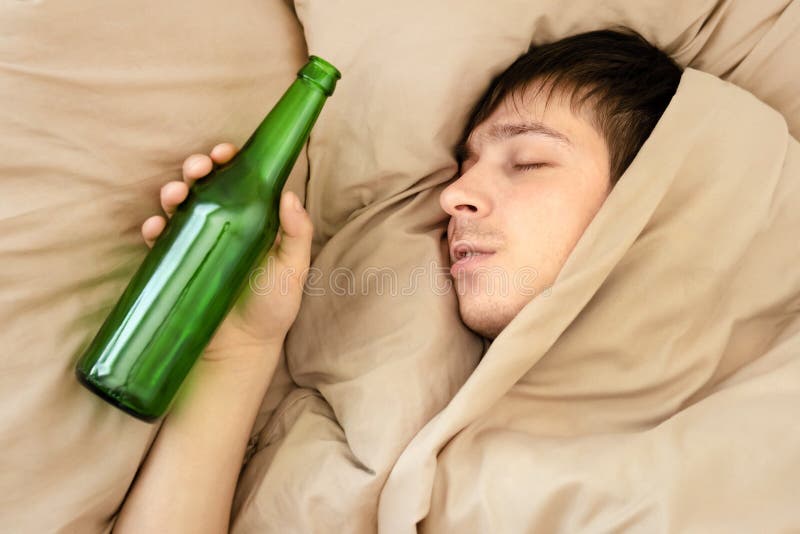 Man Sleeping Bed Beer Bottle Stock Photos - Free & Royalty-Free Stock ...