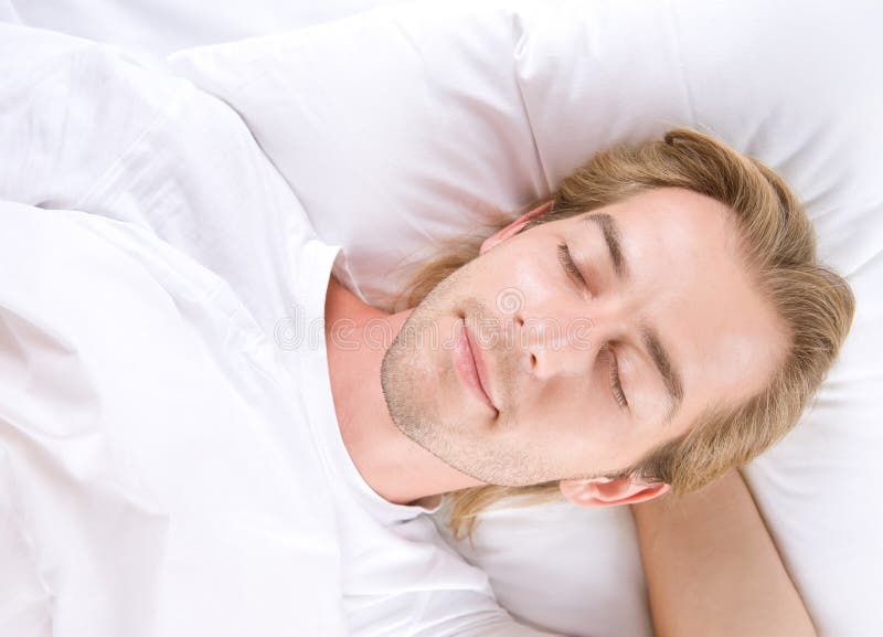 Young Man Sleeping stock photo. Image of healthy, linen - 15624344
