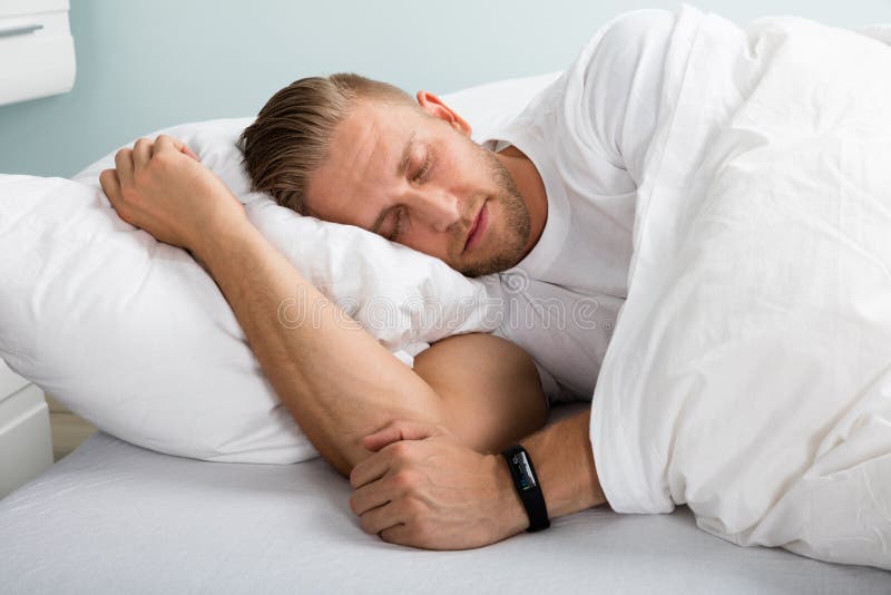 Man Comfortably Dreaming in His Bed with a Cloud Stock Photo - Image of ...