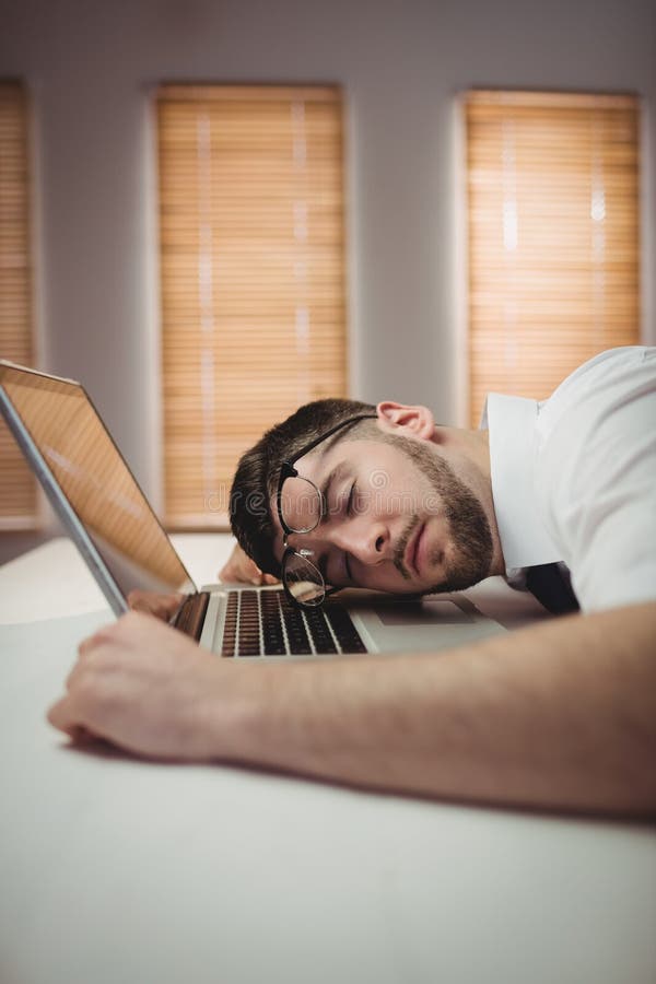 Young Man Sleeping in Office Stock Image - Image of caucasian, male ...