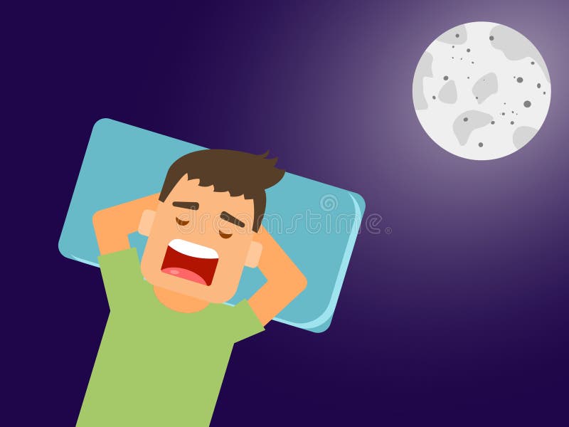 Young Man Sleeps Peacefully in the Moonlight Stock Illustration ...