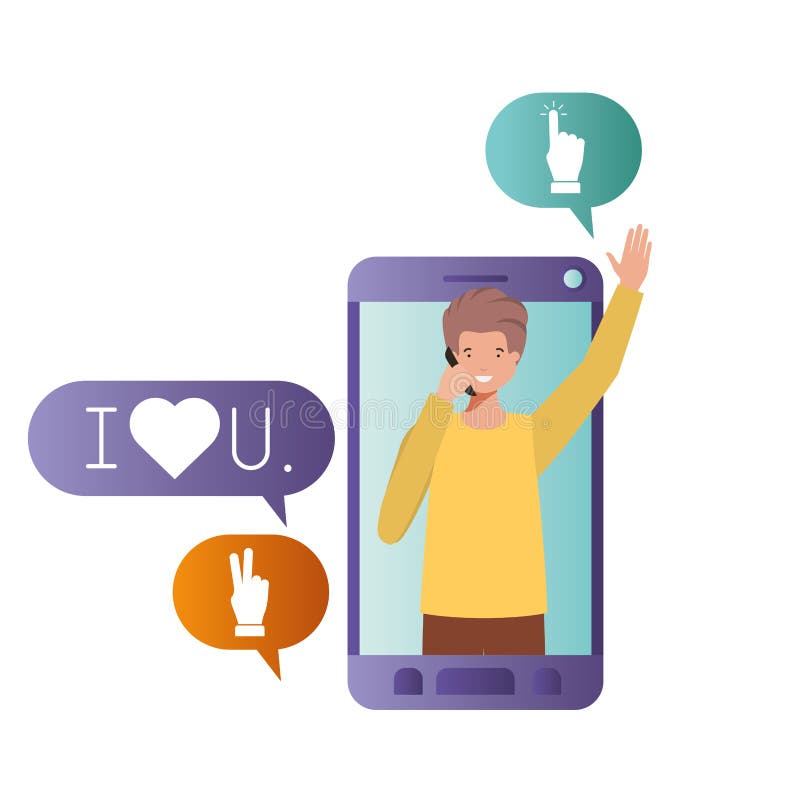 Young Man in Smartphone Avatar Character Stock Vector - Illustration of ...