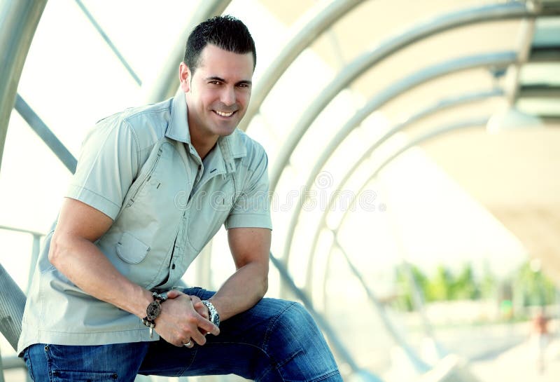 Contemplative Man stock photo. Image of observative, alone - 1540206