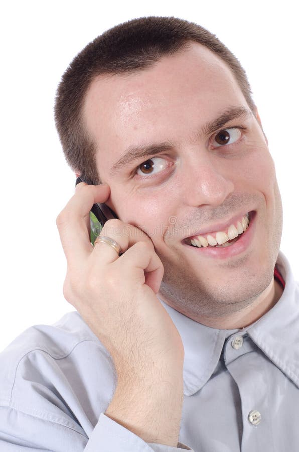 Young Man Smiling on the Phone Stock Photo - Image of alone ...