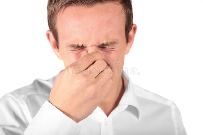 Young man sneezing stock image. Image of white, sick - 10975635