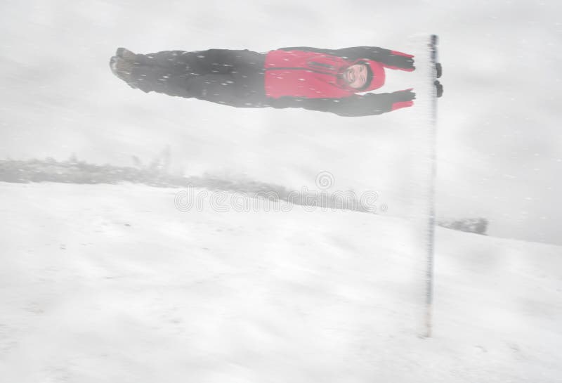 Young Man during Snow Storm Stock Photo - Image of movement, storm ...