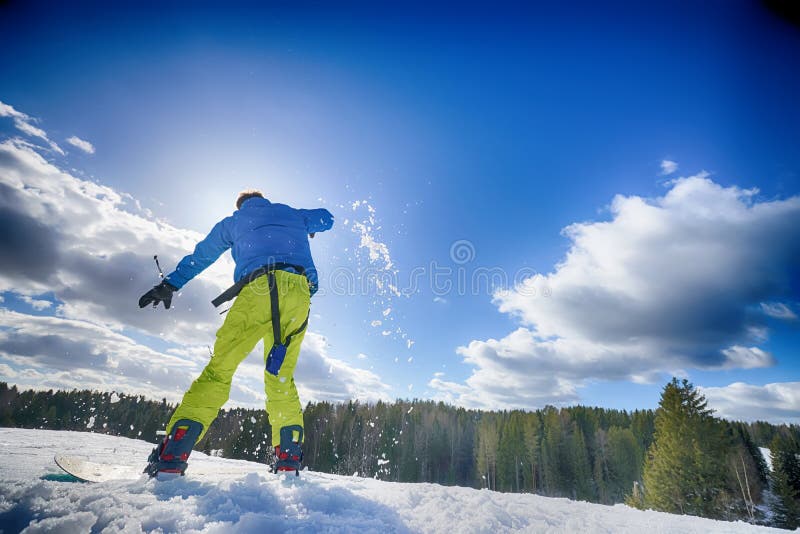 Young man on the snowboard stock image. Image of active - 59717659