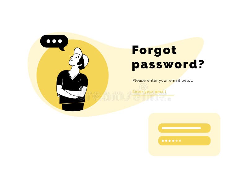 Young Man Solving Problem and Remembering Password Stock Vector ...