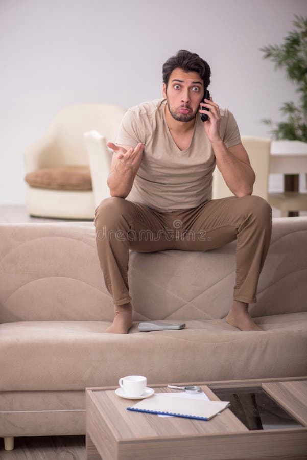 Young Man Speaking by Phone during Pandemic Stock Photo - Image of ...