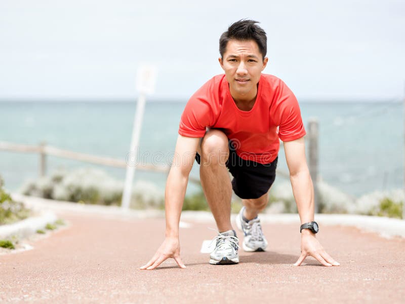 Young Man Getting Ready for a Run Stock Photo - Image of seaside ...
