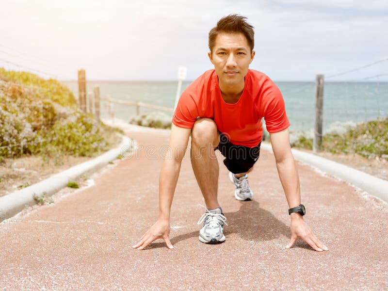 Young Man Getting Ready for a Run Stock Image - Image of ocean ...
