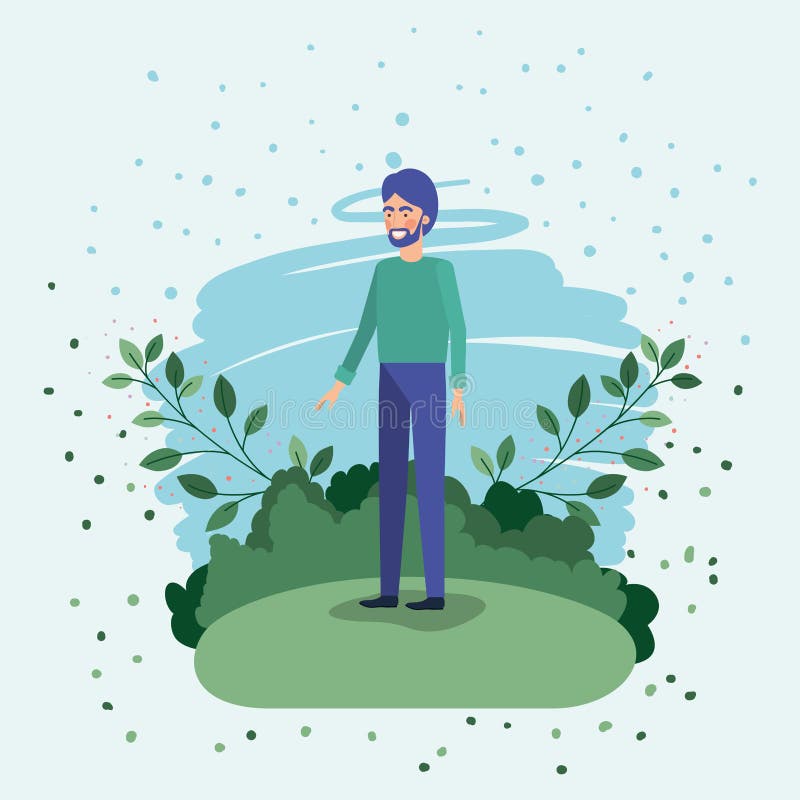 Young Man Standing in the Field Stock Vector - Illustration of cartoon ...