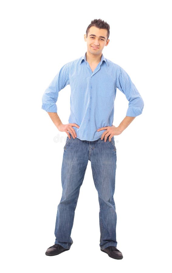 Young Man Standing with Hands Stock Photo - Image of isolated, white ...