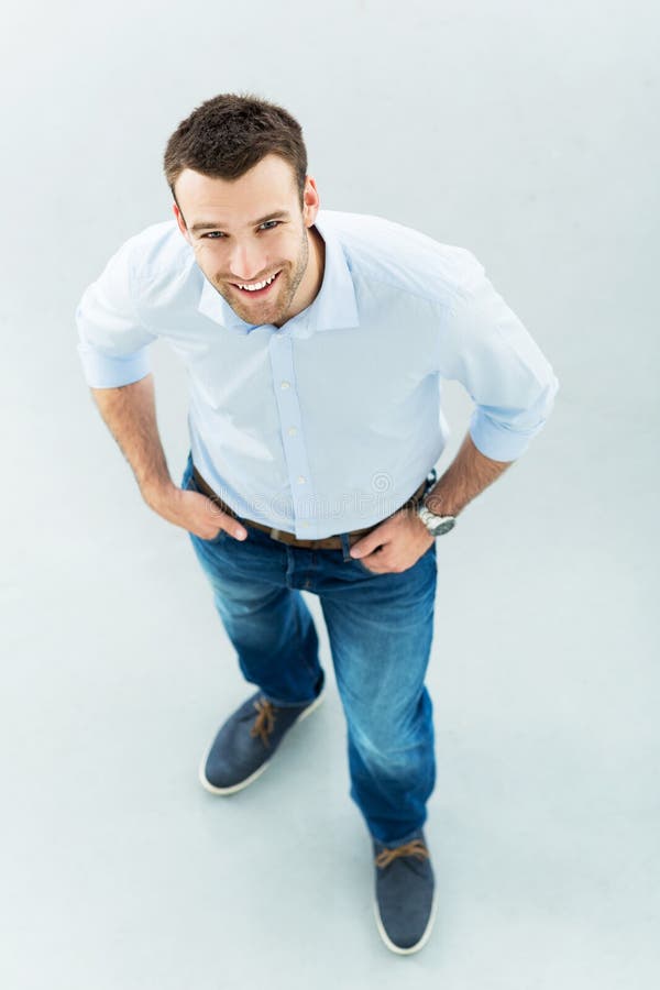 Young man standing stock photo. Image of overhead, person - 44846846