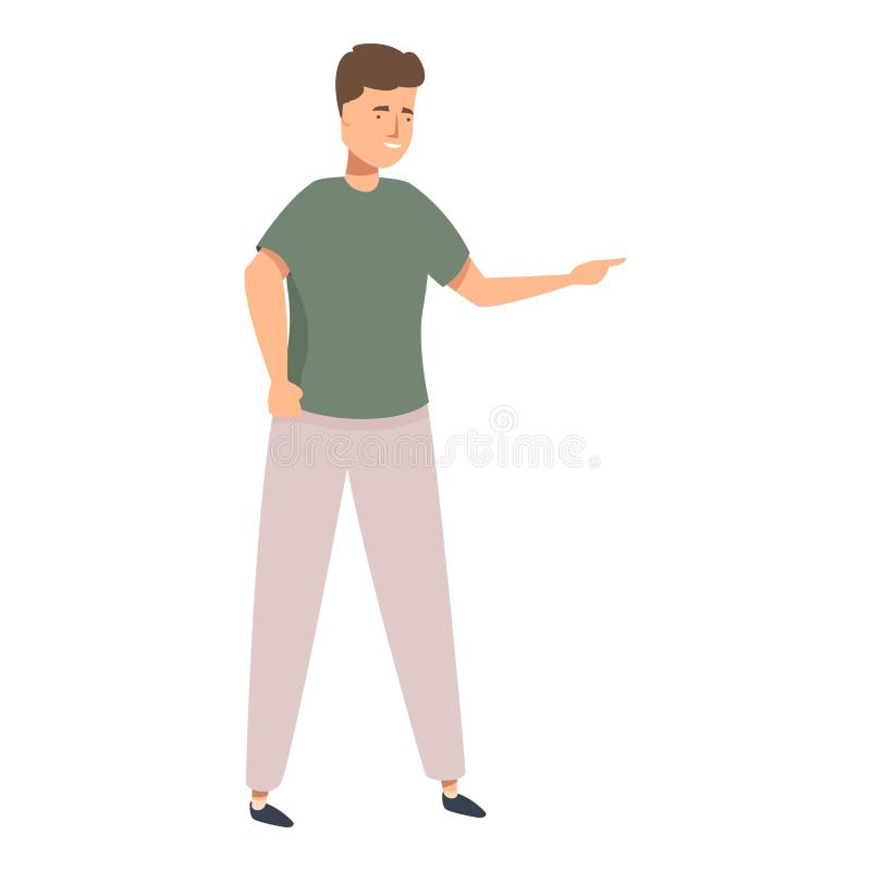 Young Man Pointing with Finger Explaining Something Stock Vector - Illustration of advertisement ...