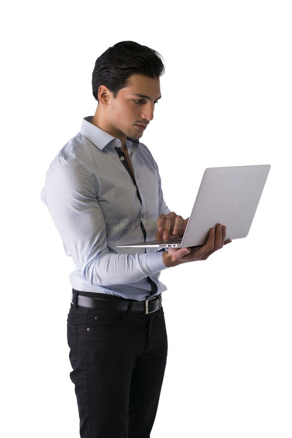 Young Boy Standing and Showing Tablet Computer Stock Image - Image of ...