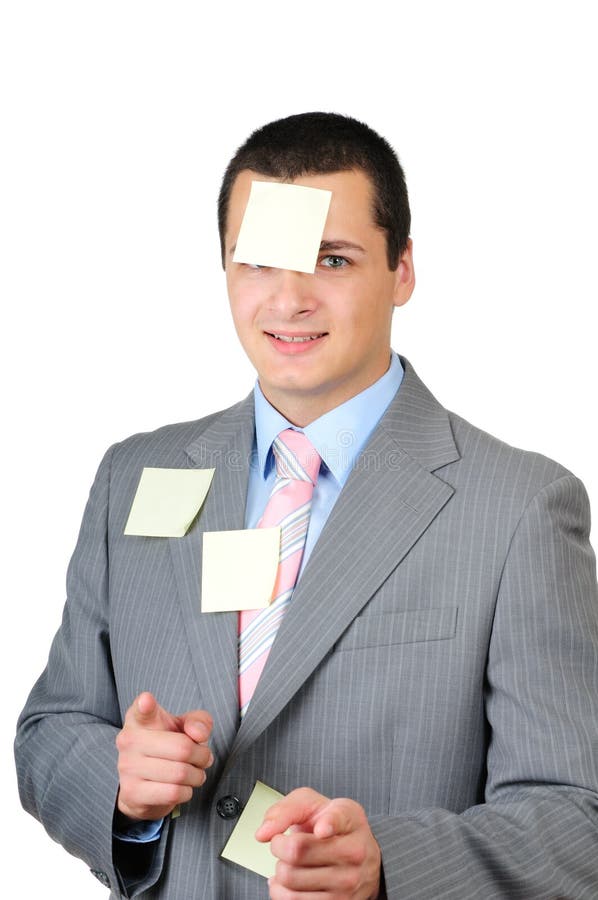 A young man with stickers stock image. Image of manager - 11185869