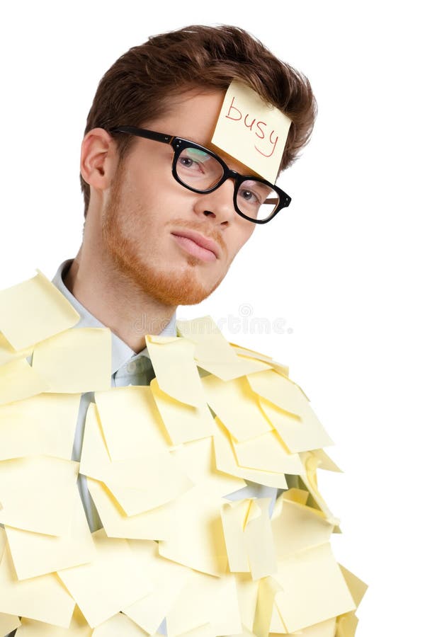Young Man with a Sticky Note on His Face Stock Photo - Image of ...
