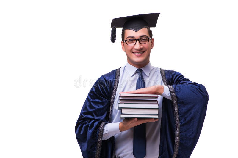 The Young Man Student Graduating Isolated on White Stock Photo - Image ...