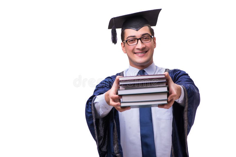 The Young Man Student Graduating Isolated on White Stock Photo - Image ...